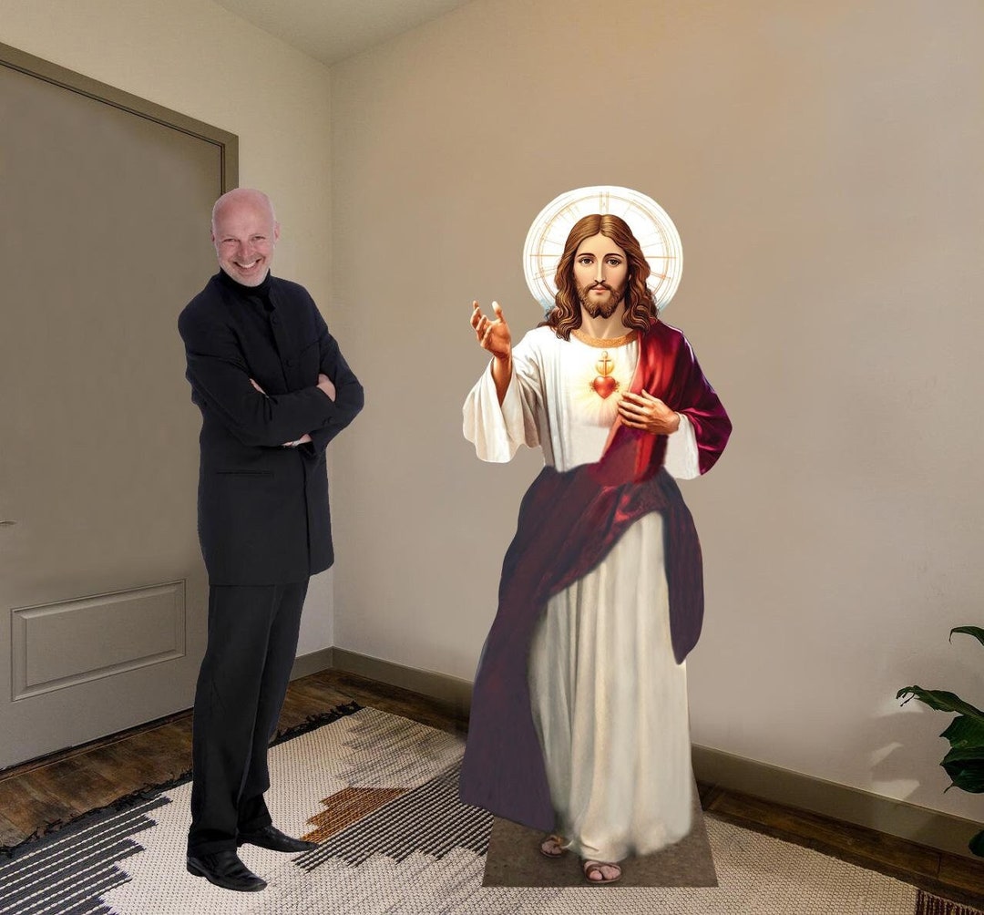 Sacred Heart Jesus Cardboard Cutout, Life Size Jesus Prop, Standup ...