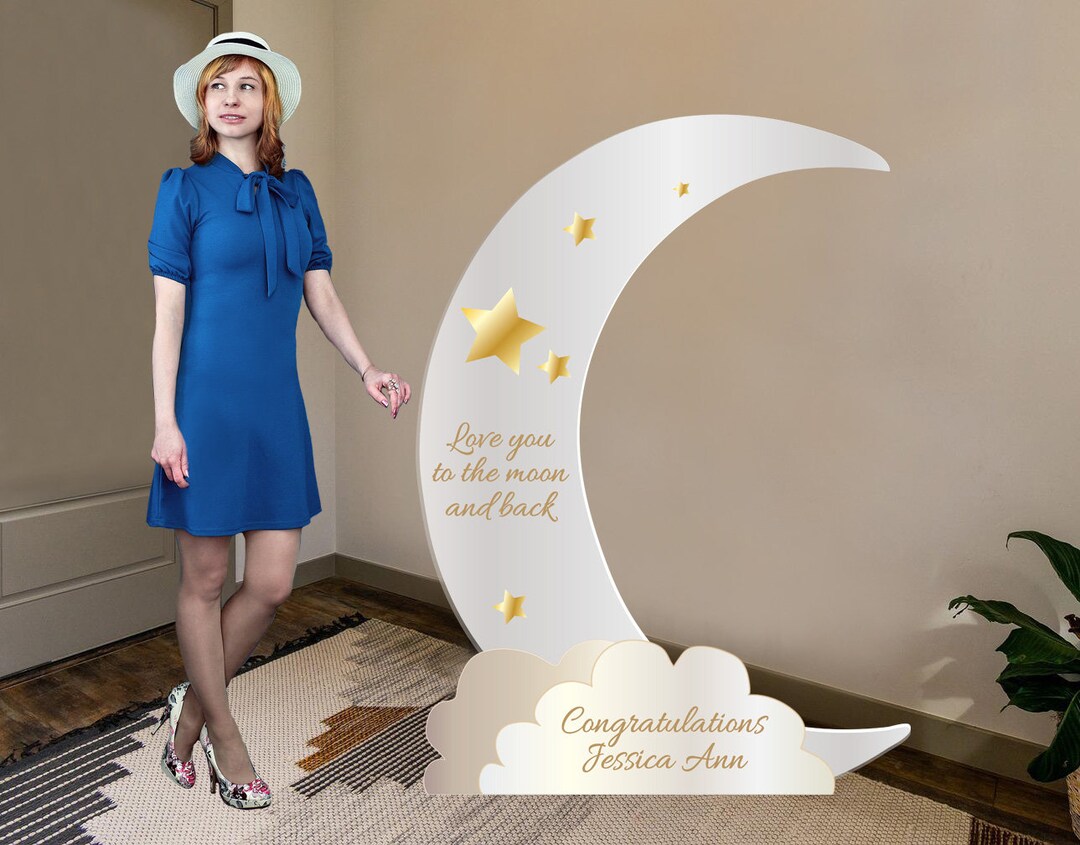 Crescent Moon Cardboard Party Prop Over the Moon, Baby Shower Moon With ...