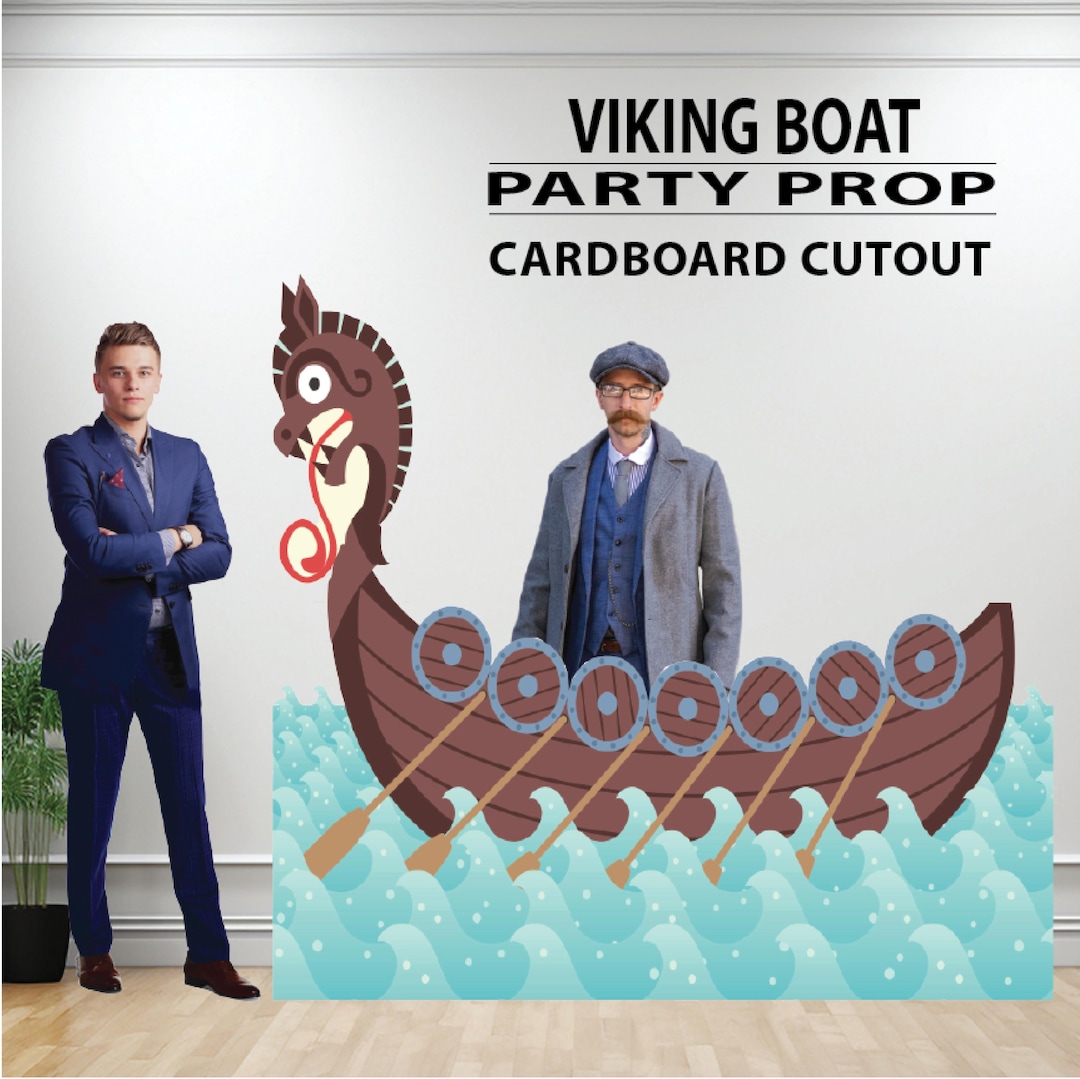 Viking Longship Cardboard Cutout Boat With Easel on the Back, Cutout is ...