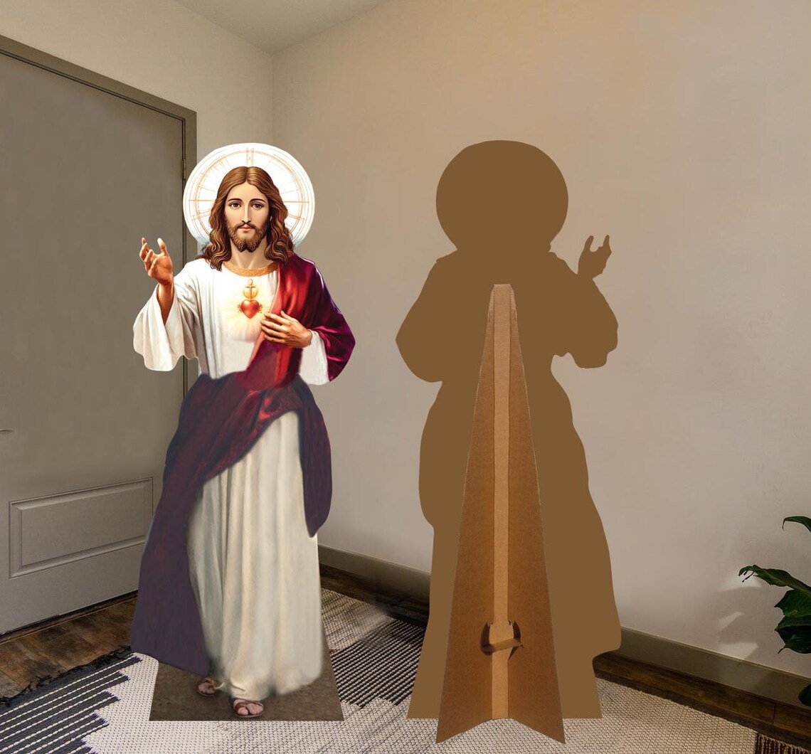 Sacred Heart Jesus Cardboard Cutout, Life Size Jesus Prop, Standup ...