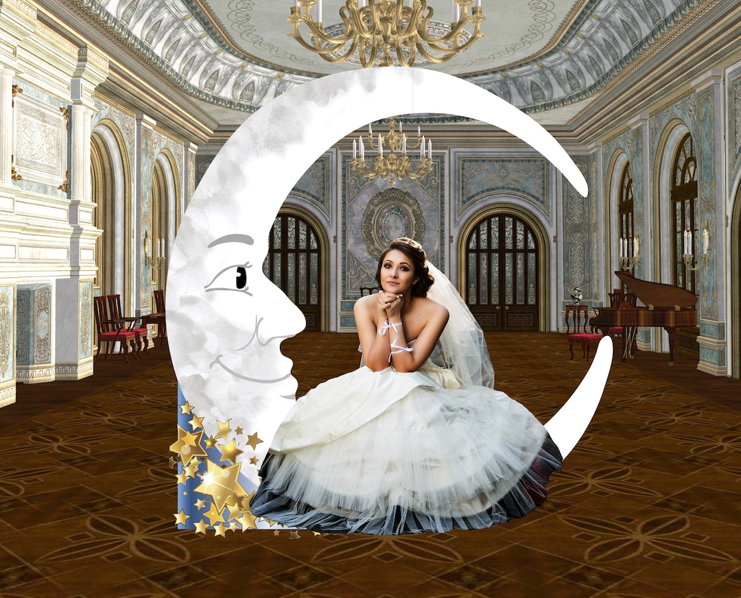 Crescent Moon Prop With Face Cardboard Cutout. Moon is in Three Pieces ...