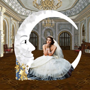 Crescent Moon Prop With Face Cardboard Cutout. Moon is in Three Pieces ...