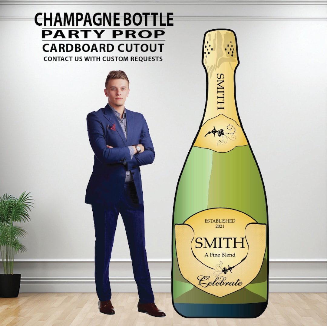 Giant Champagne Bottle Cardboard Cutout Prop, Customized With Your Text ...