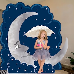 Large Crescent Moon Custom Life Size Cardboard Cutout With Star ...