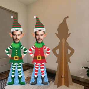 Christmas Elf Cardboard Cutout With Your Photo for Face, Free Standing ...