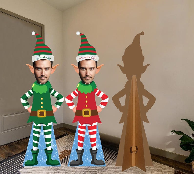 Christmas Elf Cardboard Cutout With Your Photo for Face, Free Standing ...