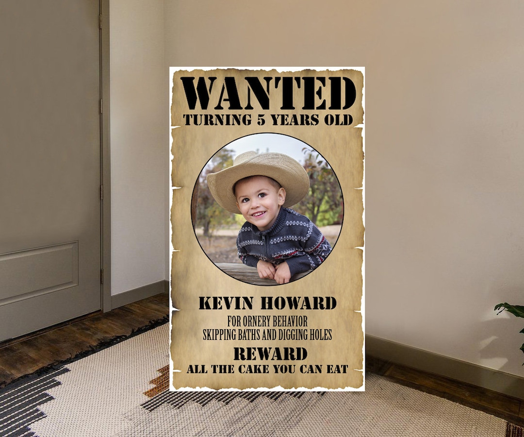 Wanted Poster Birthday or Party Sign, Cardboard Cutout, Free Standing ...