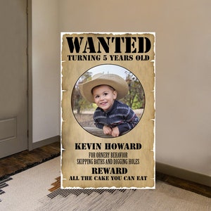 Wanted Poster Birthday or Party Sign, Cardboard Cutout, Free Standing ...
