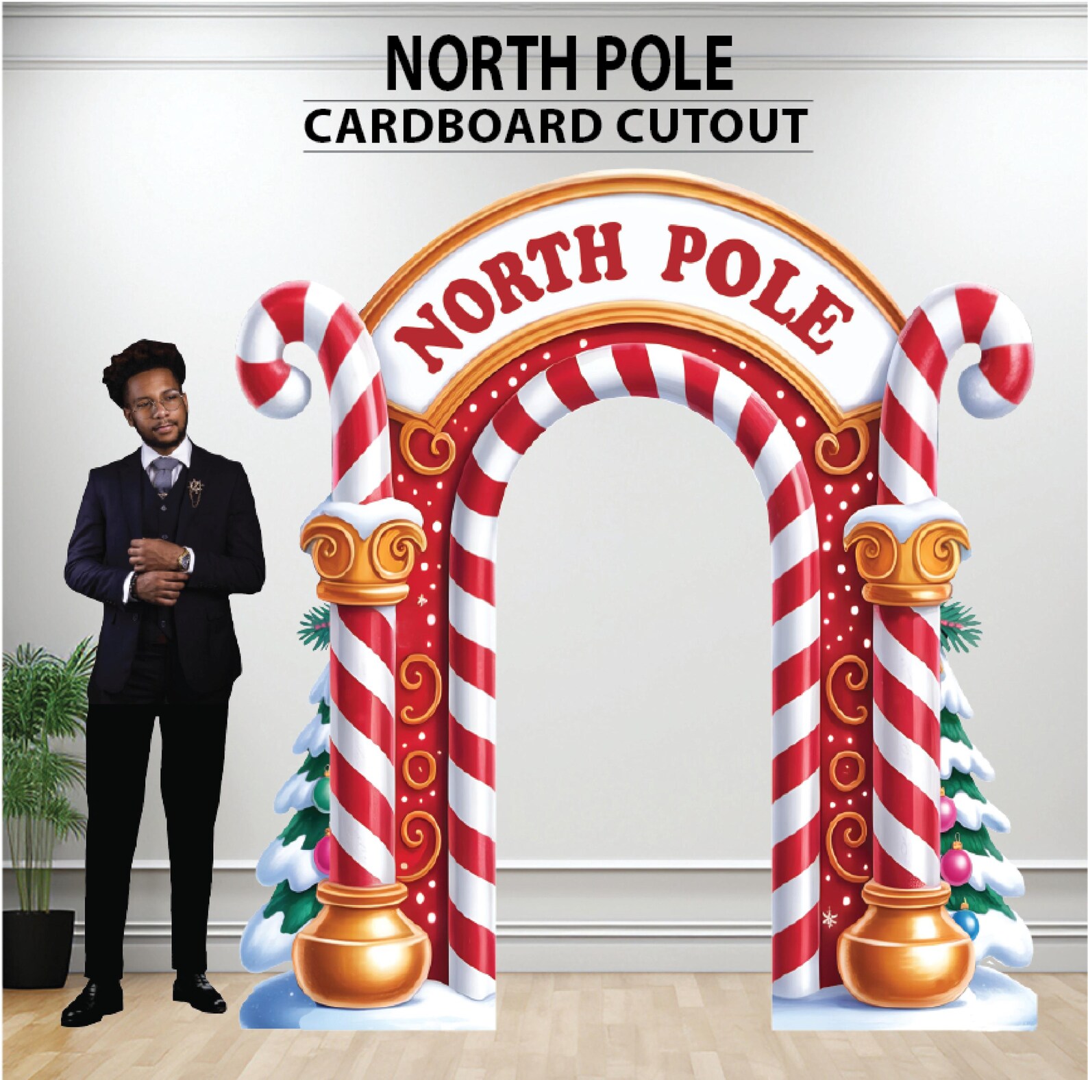 Candy Cane Arch North Pole Cardboard Cutout Prop, Easels on the Back ...