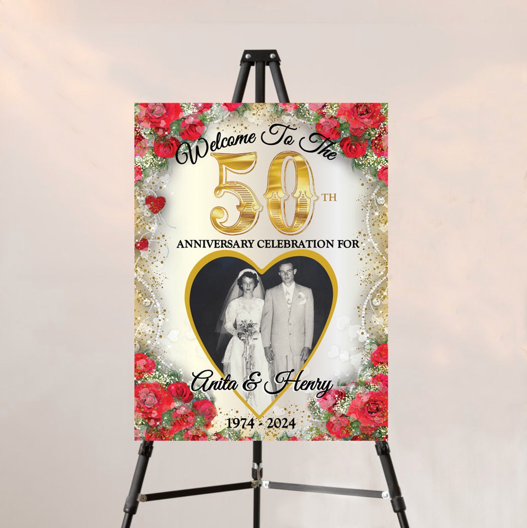 Golden Anniversary Foam Board Welcome Sign With Photo - Etsy