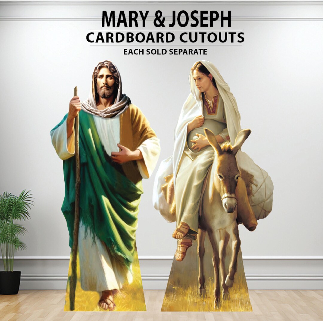 Cardboard Virgin Mary and Joseph Cutouts: Nativity Scene Props, Sold ...