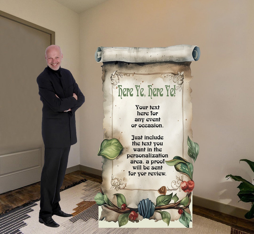 Old Medieval Scroll Cardboard Cutout With Personalized Text and Easel ...