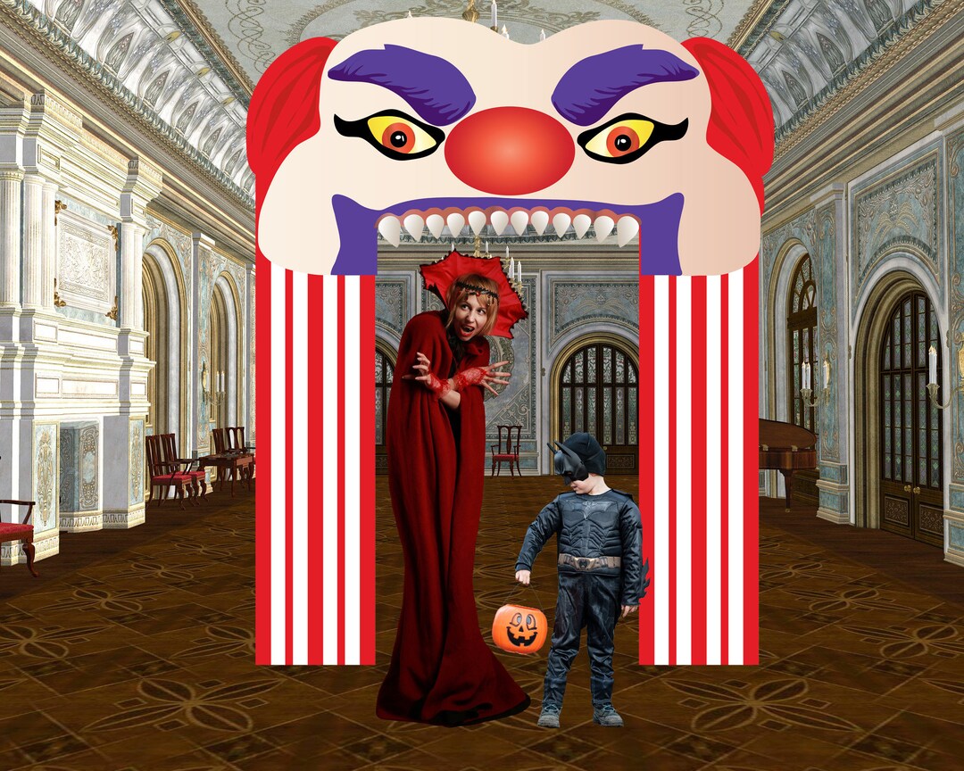 Halloween Scary Clown Cardboard Cutout Three Piece Entryway Cardboard ...