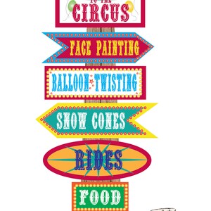 Circus Theme Directional Sign Circus Theme Party Birthday - Etsy