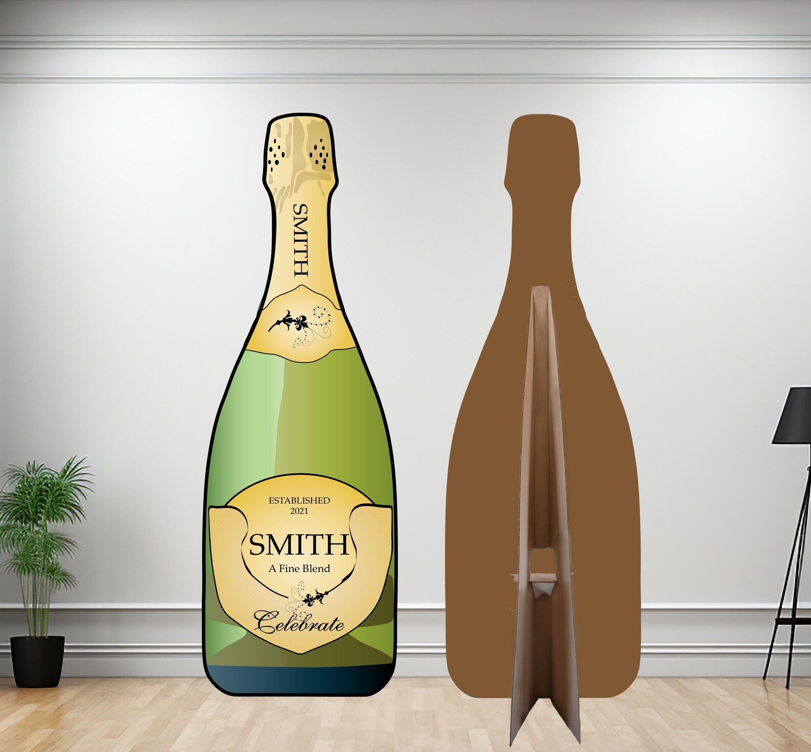 Giant Champagne Bottle Cardboard Cutout Prop, Customized With Your Text ...