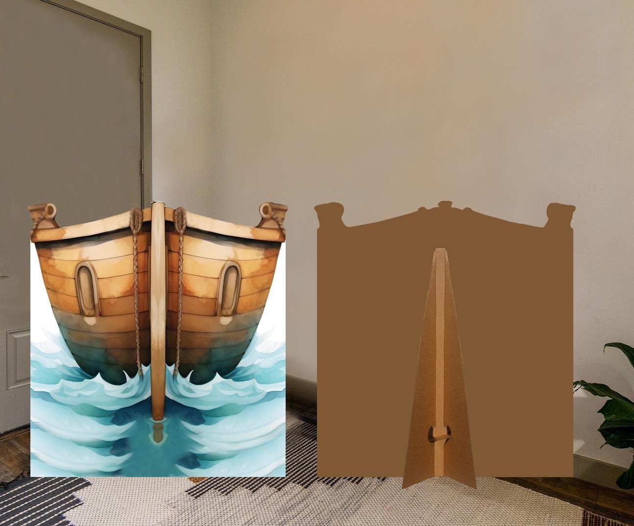 Rowboat Cardboard Cutout Party Stage Prop Wood Boat Prop, Life Size ...
