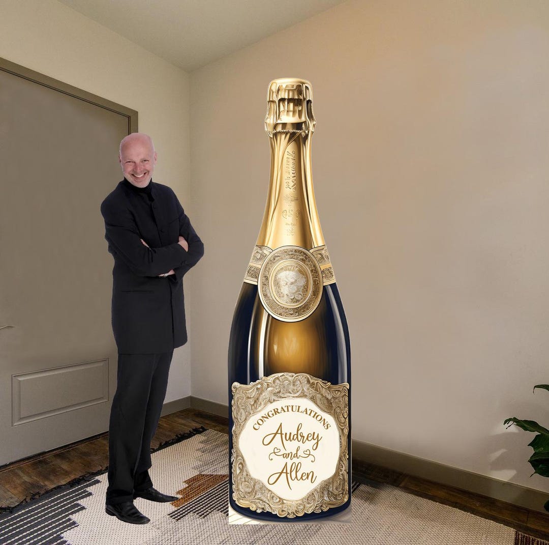 Champagne Bottle Cardboard Cutout, Free Standing With Easel on the Back ...