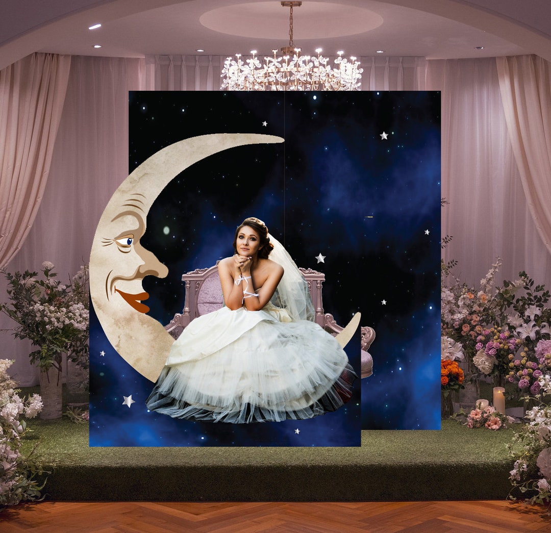 Crescent Moon Cardboard Cutout With Midnight Sky Background, Half Moon ...