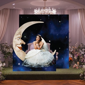 Crescent Moon Cardboard Cutout With Midnight Sky Background, Half Moon ...