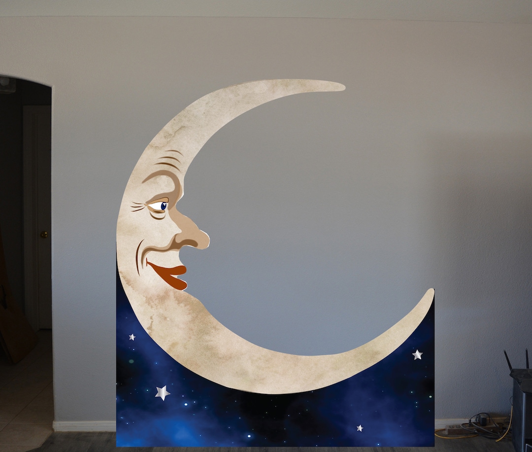 Crescent Moon Cardboard Cutout With Midnight Sky Background, Half Moon ...