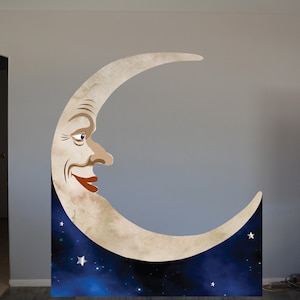Crescent Moon Cardboard Cutout With Midnight Sky Background, Half Moon ...