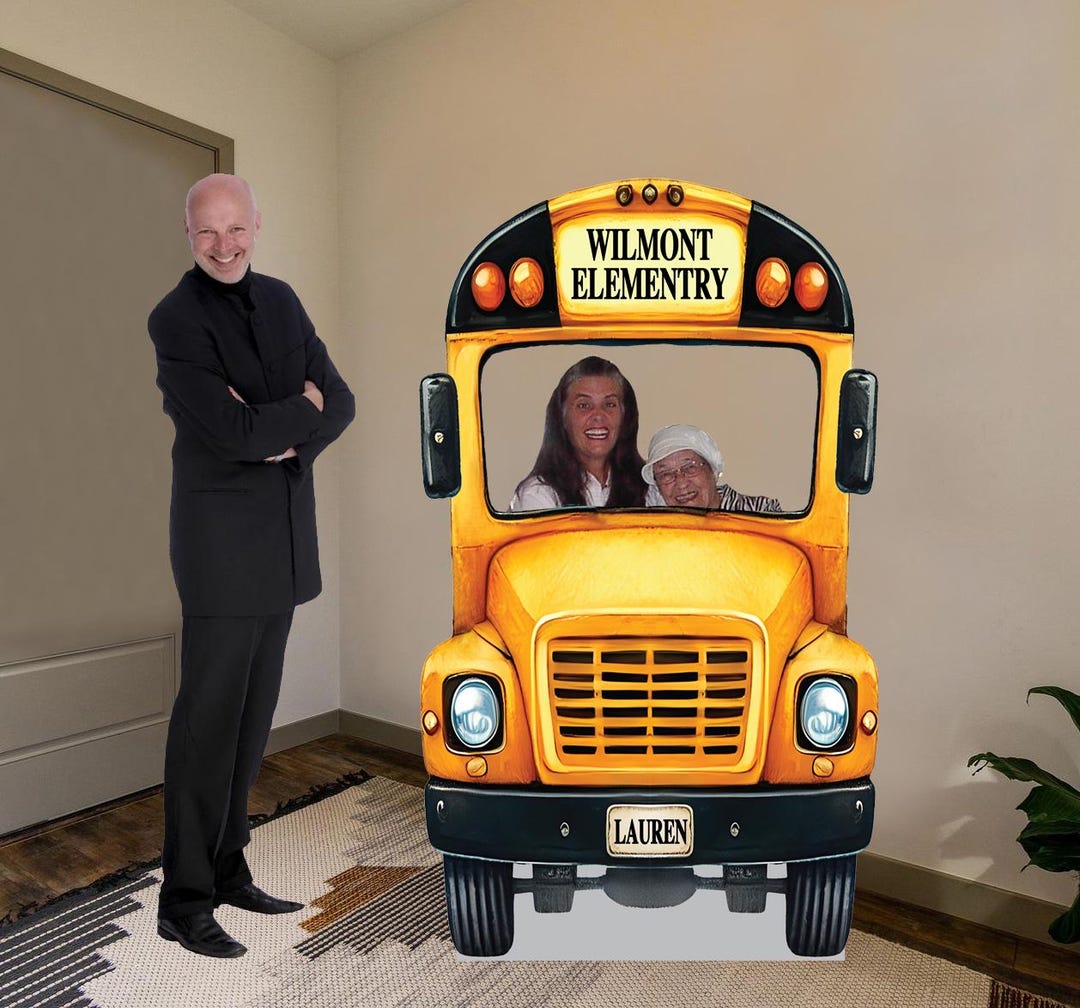 School Bus Cardboard Cutout Party Prop With Easel on Back. Bus is 72 ...