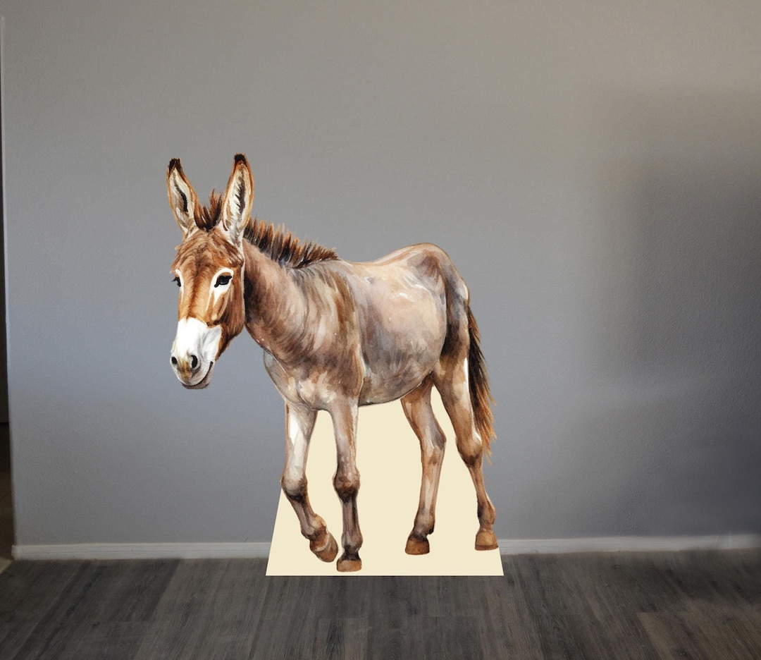 Watercolor Donkey Cardboard Cutout With Easel on the Back - Etsy