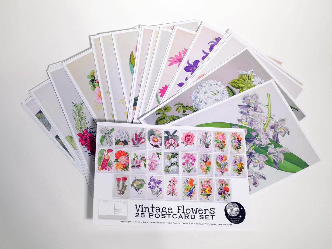 Vintage Flower Postcard Set - Set of 25 Postcards - Floral ...