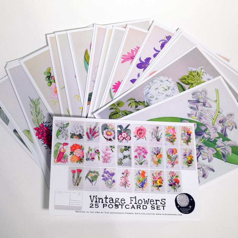 Vintage Floral Postcards - Etsy