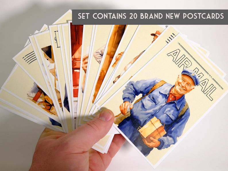 Vintage Mail Carrier Postcards: Post Office Art Prints, Set of 20 - Etsy