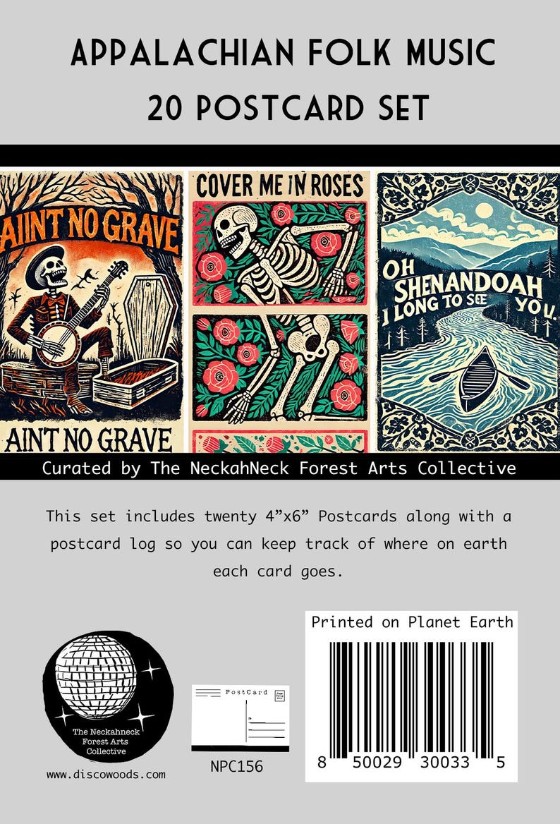 Appalachian Folk Music Postcards: Rustic Song Art Prints, Set of 20 - Etsy