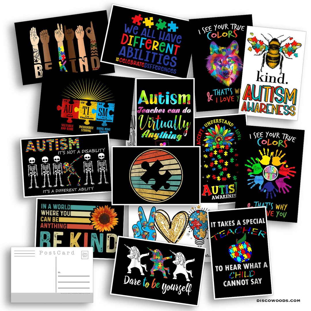 Autism Awareness Set - Set of 20 Postcards - Autism - Teacher Gifts ...