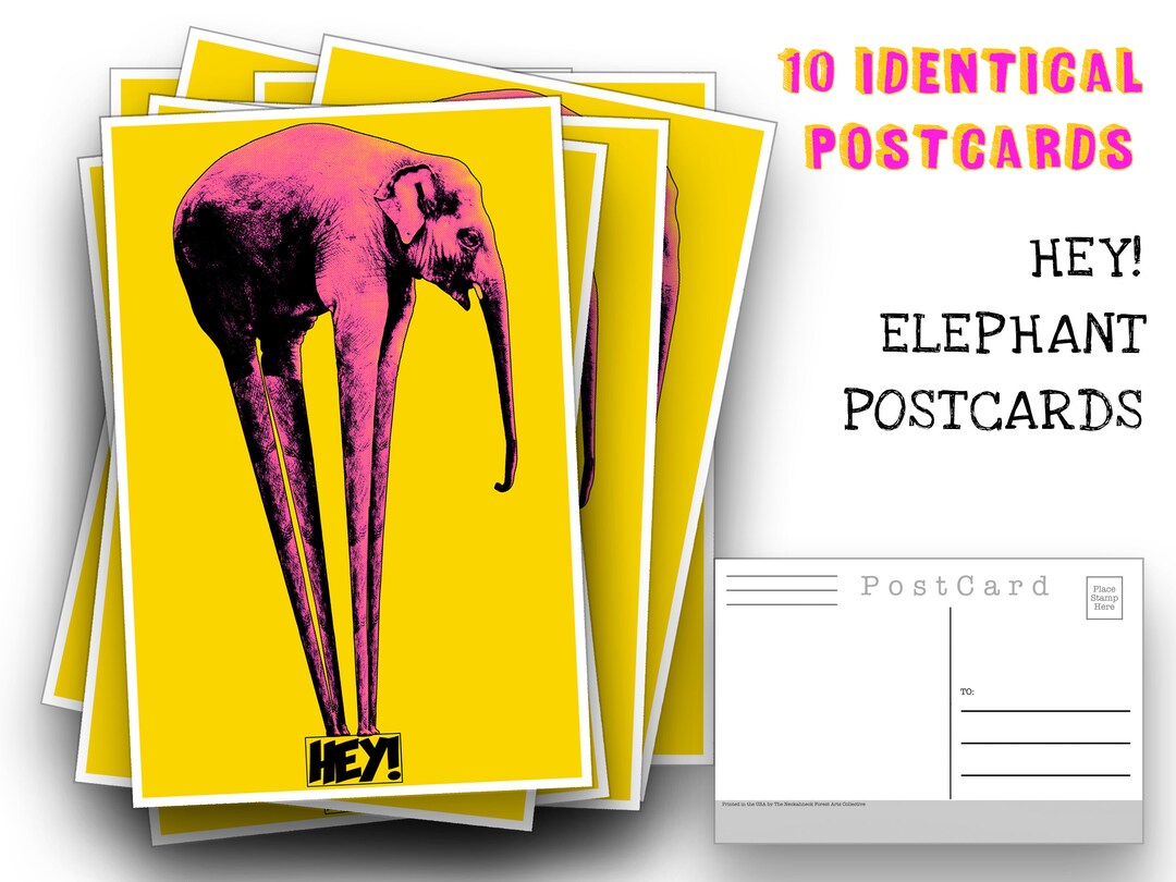 Elephant Postcards - A Set of 10 Pop Elephant Post Cards Just to Say ...