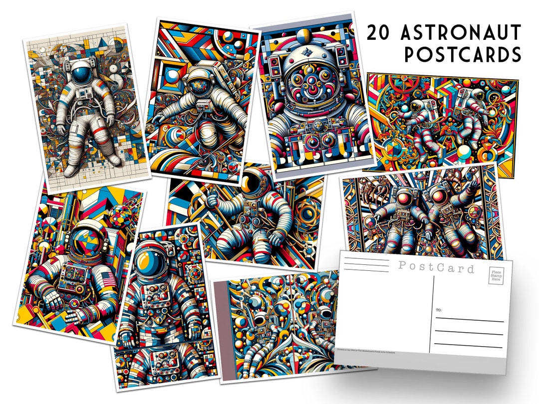 Astronaut Postcards: Psychedelic Outer Space Art, Set of 20 - Etsy