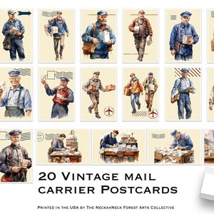 Vintage Mail Carrier Postcards: Post Office Art Prints, Set of 20 - Etsy