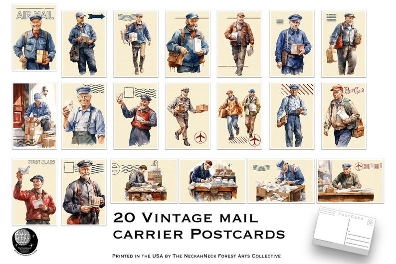 Vintage Mail Carrier Postcards: Post Office Art Prints, Set of 20 - Etsy