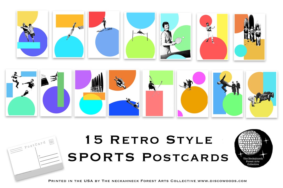 Set of 15 Retro Sports Postcards Great for Scrapbooking, Mailing as ...