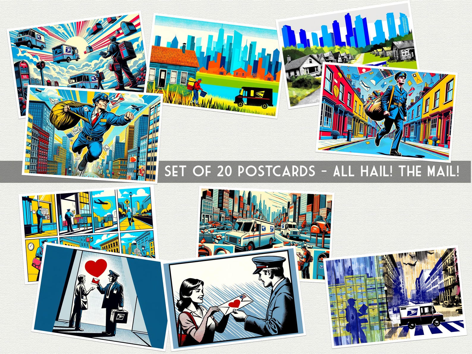 All Hail the Mail Art Postcard Set: 20 Usps-themed Prints - Etsy
