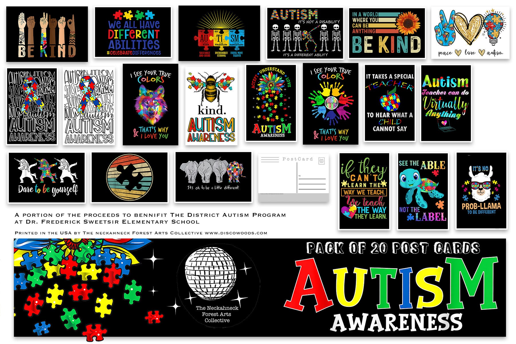 Autism Awareness Set Set of 20 Postcards Autism Teacher | Etsy