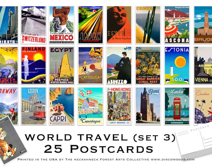 World Travel Postcard set 3 Set of 25 Postcards Vintage Travel ...