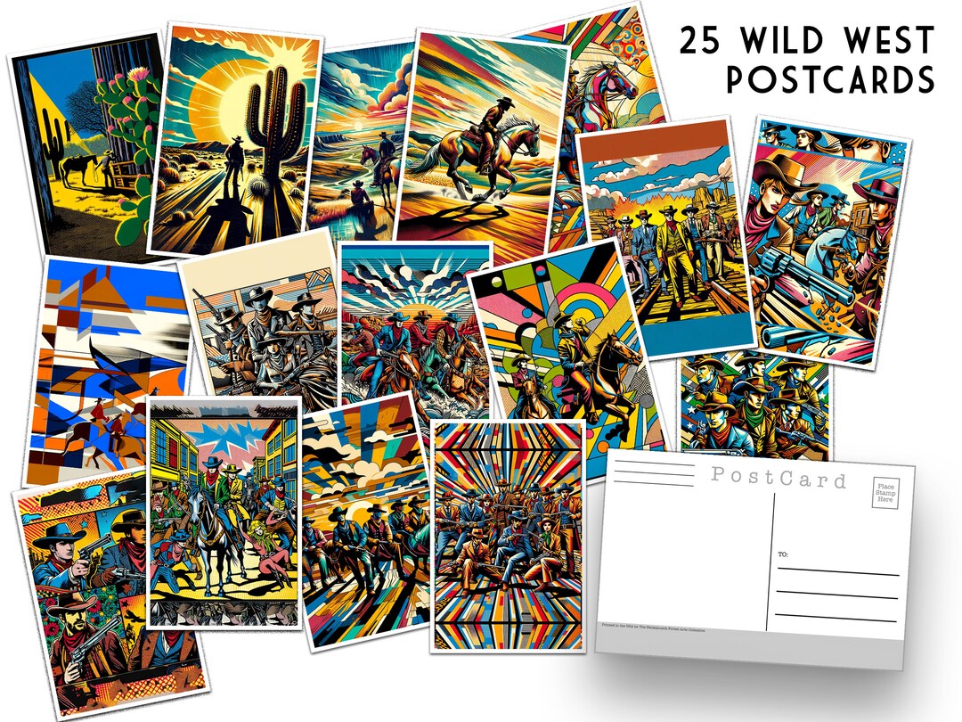 Pop Art Cowboy & Cowgirl Postcards Set of 25 - Wild West - Etsy