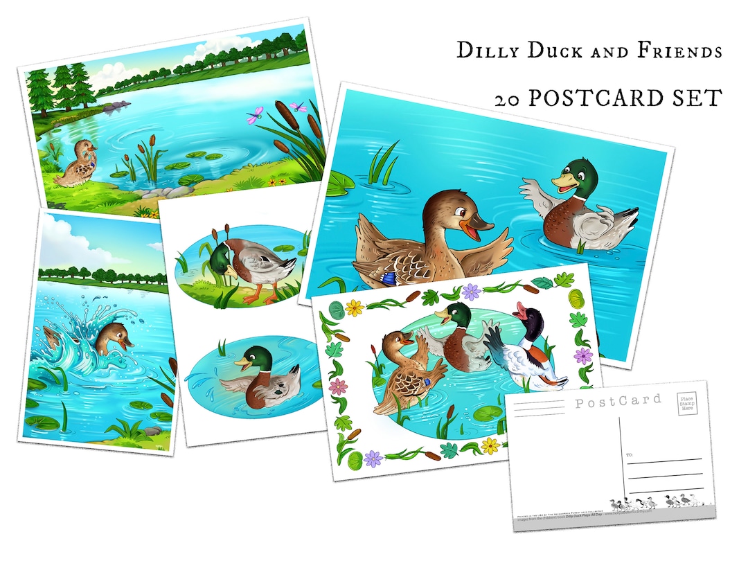 Dilly Duck and Friends Postcards Set - Set of 20 Cartoon Post Cards ...