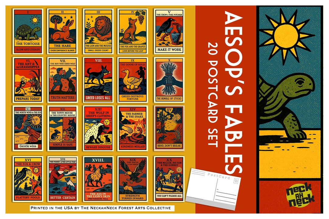 Aesop’s Fables Postcard Set – 20 Vintage Folk Tale Cards - Etsy