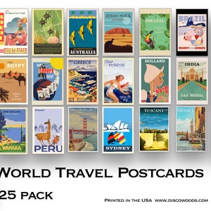 World Travel Postcard Set - Set of 25 Postcards - Vintage - Travel ...