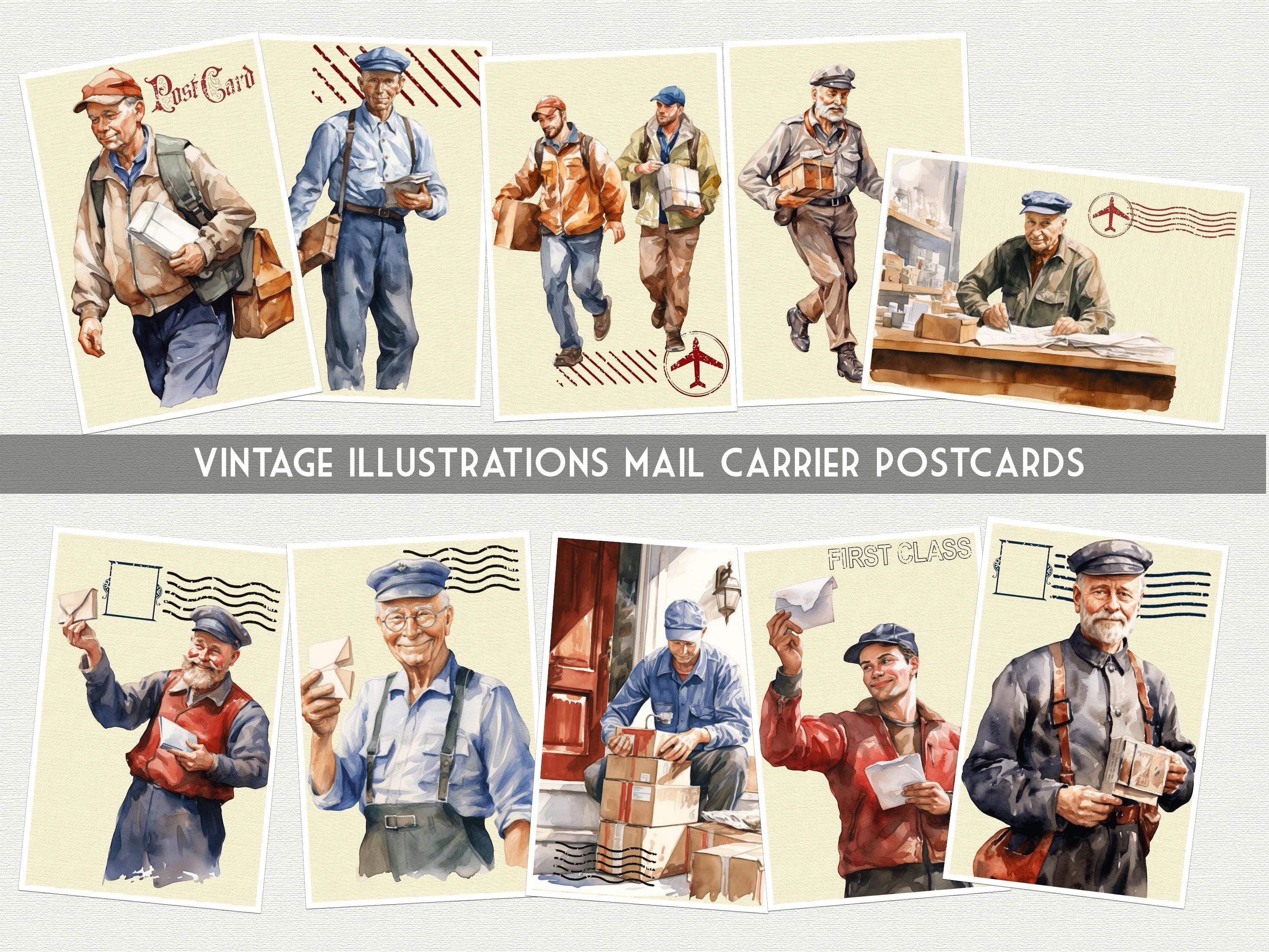 Vintage Mail Carrier Postcards: Post Office Art Prints, Set of 20 - Etsy