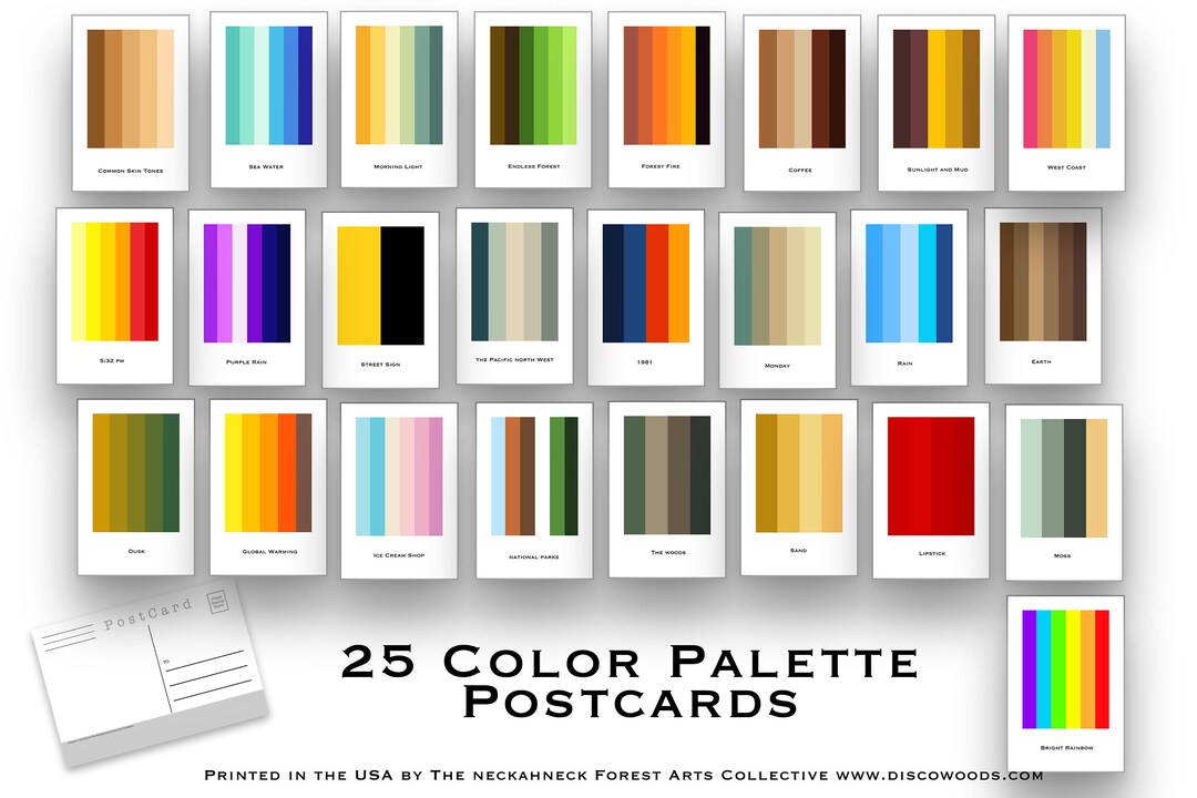 25 Postcard Set - Poetic Color Palettes - Inspiration for Artists Great ...
