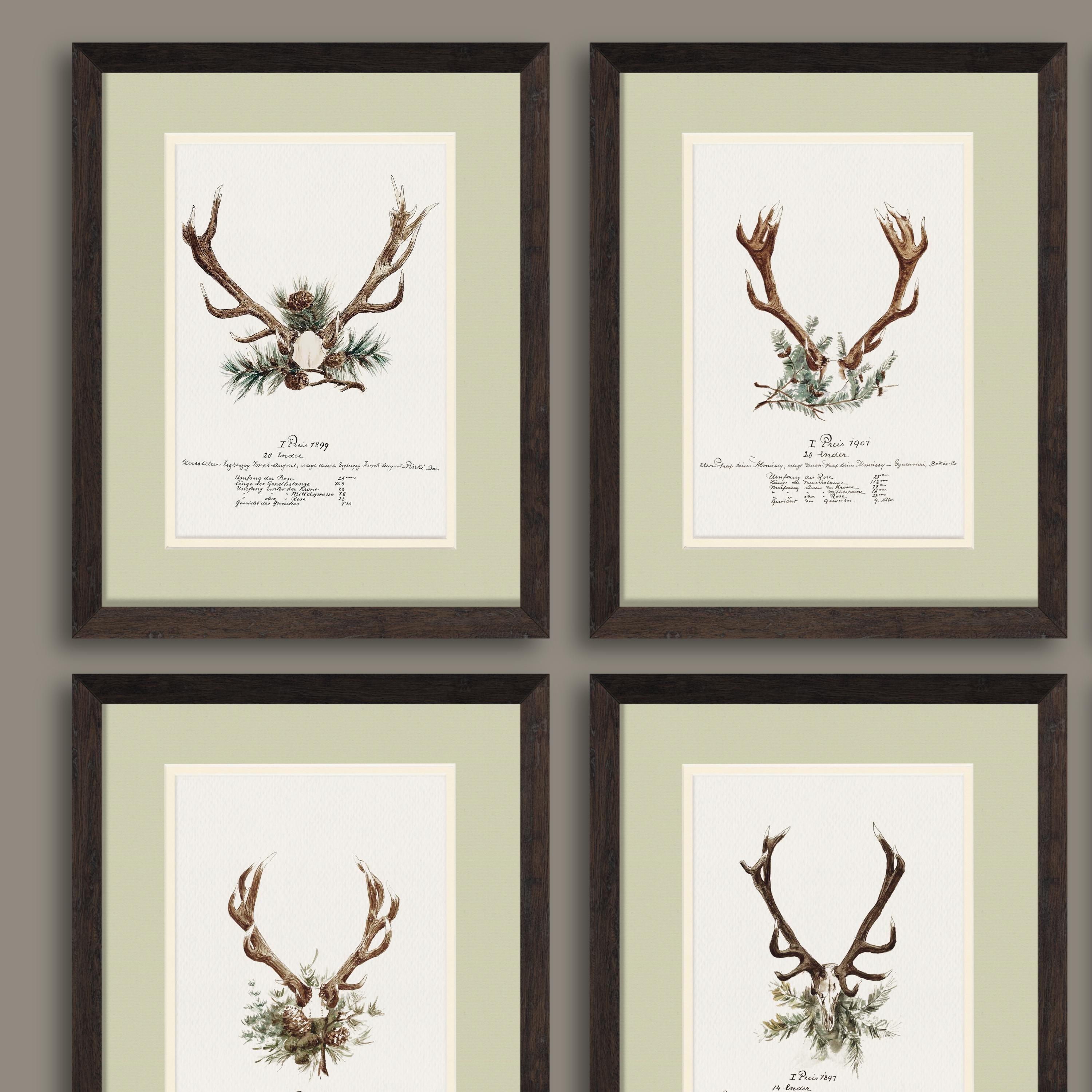 Vintage Deer Antlers Art Print - Perfect Gift for Him - Rustic Cabin ...