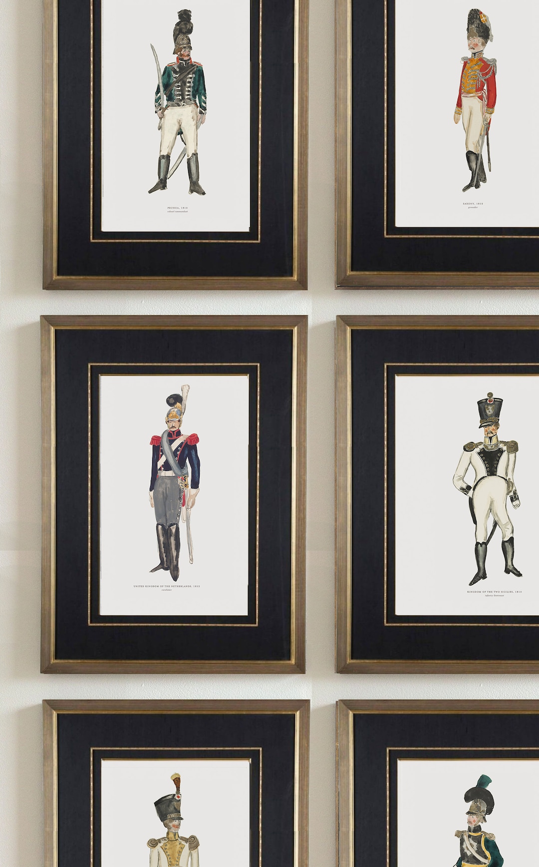 Watercolor Military Uniform Prints - 19th Century European Soldiers for ...