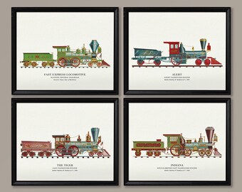 Vintage Train Art | Etsy