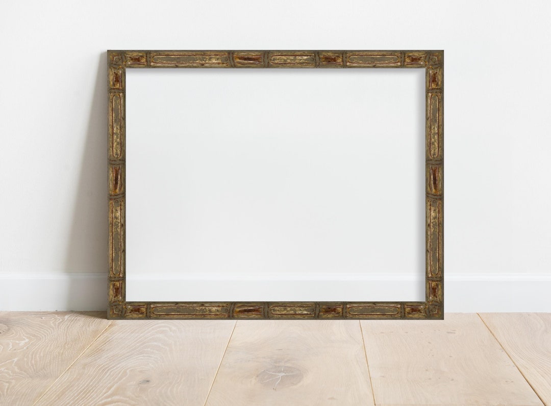 3/4" Antique Patina Bamboo Picture Frame - Real Wood Custom Frames for ...